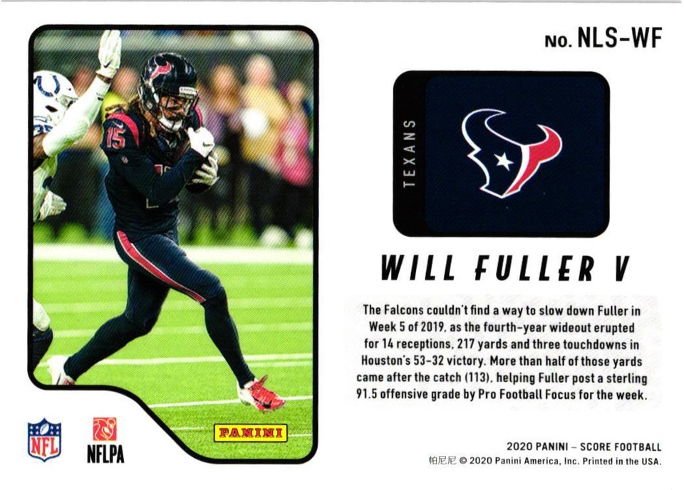 2020 Score #NLS-WF Will Fuller V Next Level Stats PURPLE | eBay