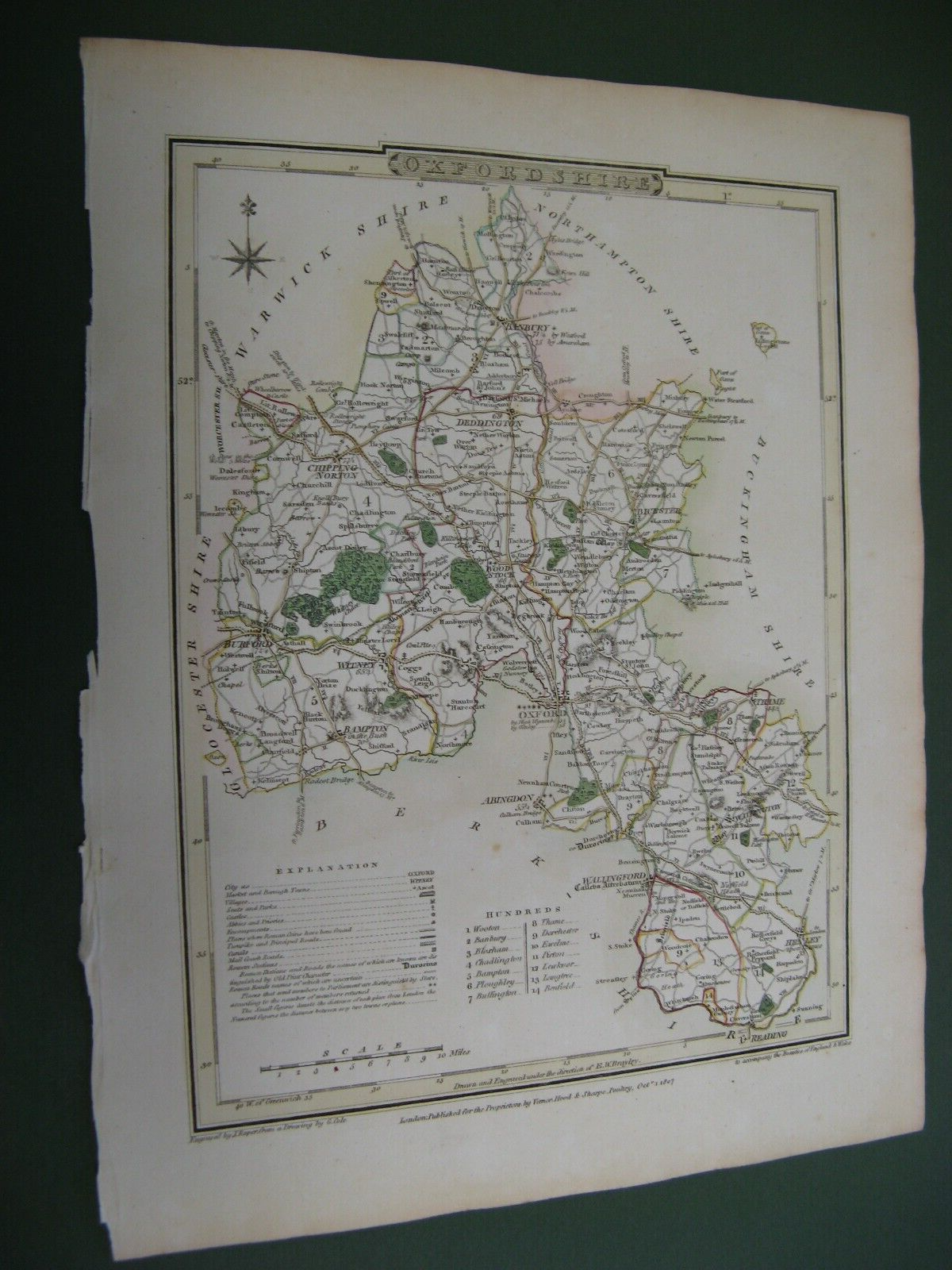 100% ORIGINAL OXFORDSHIRE MAP BY ROPER COLE C1809 VGC HAND COLOURED | eBay