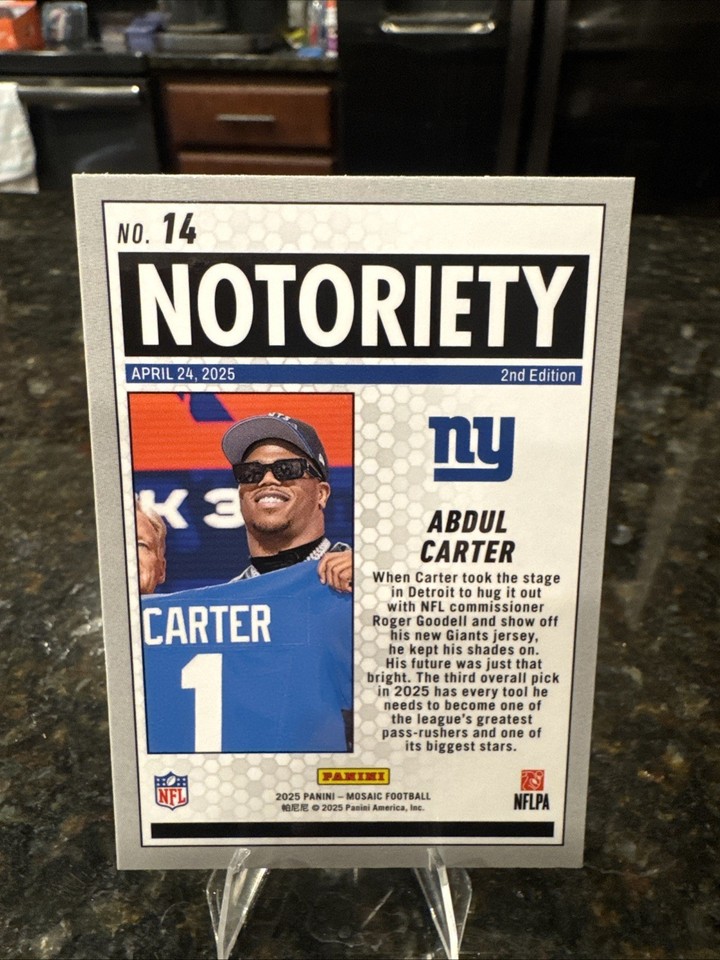 2025 Panini Mosaic Notoriety Abdul Carter #14 Mosaic Prizm (RC) | eBay