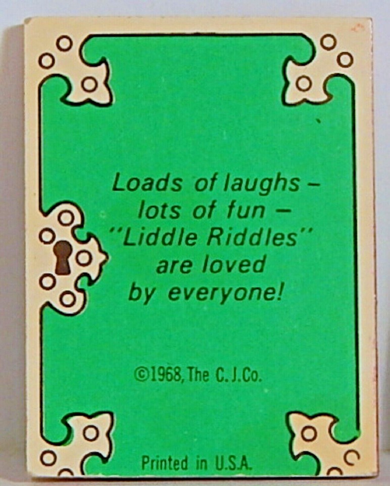 VINT 1968 CRACKER JACK LIDDLE RIDDLE BOOK JOKES FROG GREEN COVER | eBay