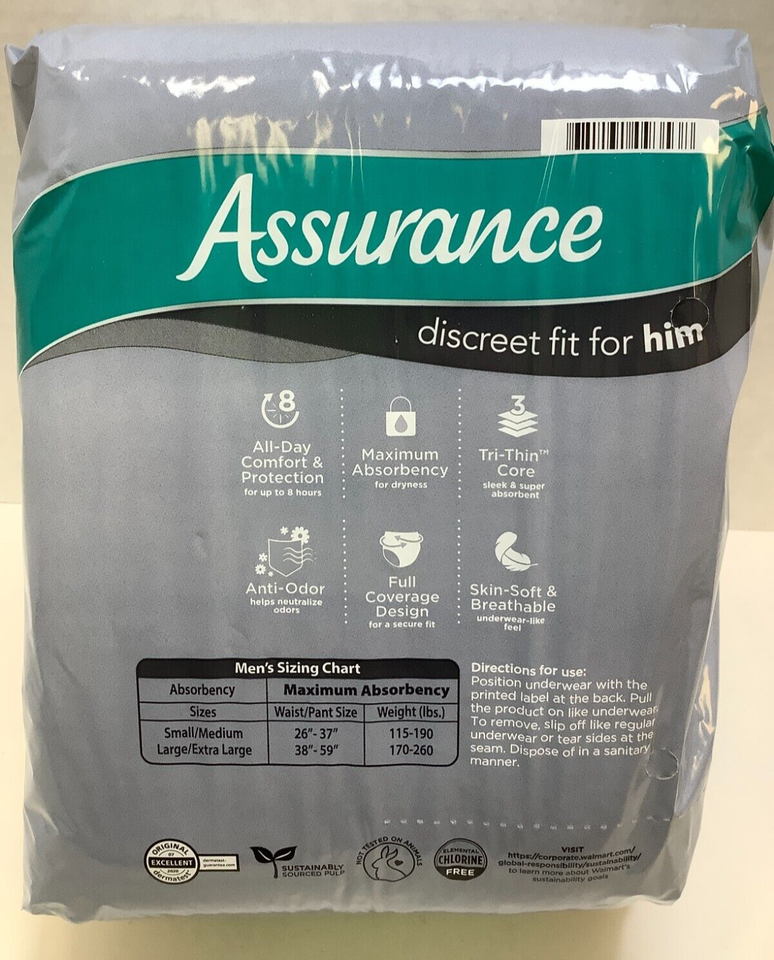 Assurance Men's Incontinence Underwear, S/M(26-37in), Maximum ...