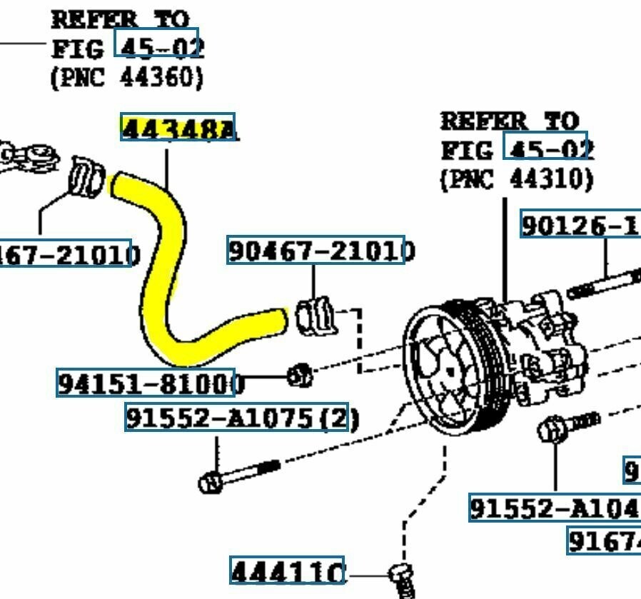 44348-60400 Genuine Toyota Oil Reservoir To Pump Hose No.1 4434860400 ...