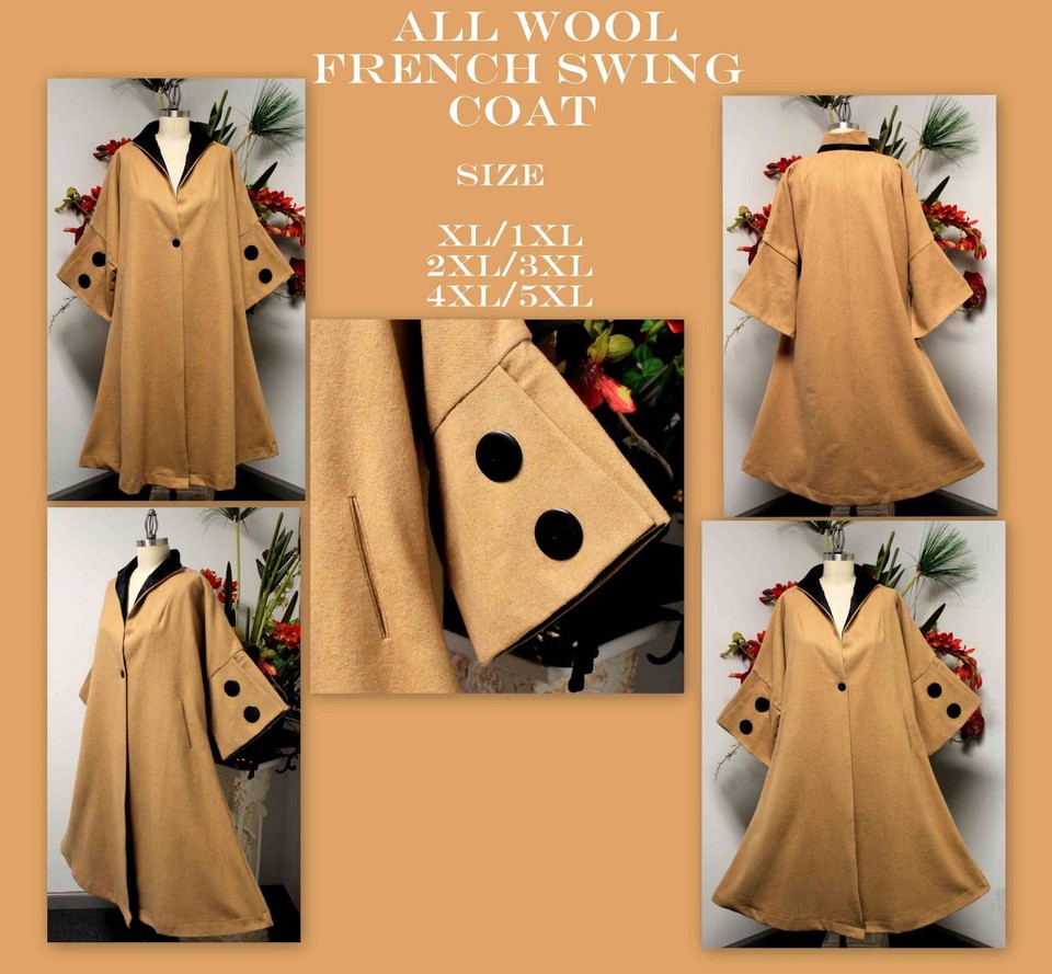 Designer Women Swing Jacket/Coat New style Plus Size Heavy Wool blend ...