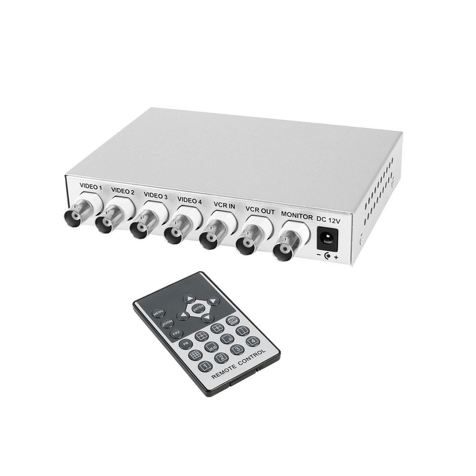 4CH Color Video Quad Splitter, CCTV DVR Camera Video Splitter Processor ...