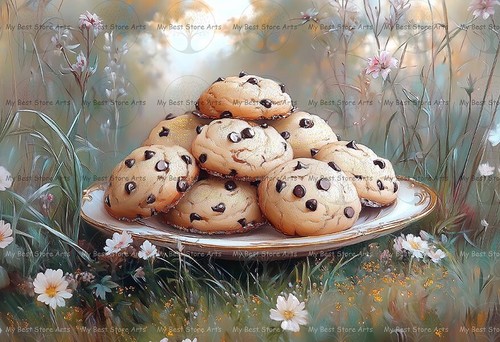 FANTASY COOKIES ART PRINT, Chocolate Chip Cookie Home Decor, Sweet ...