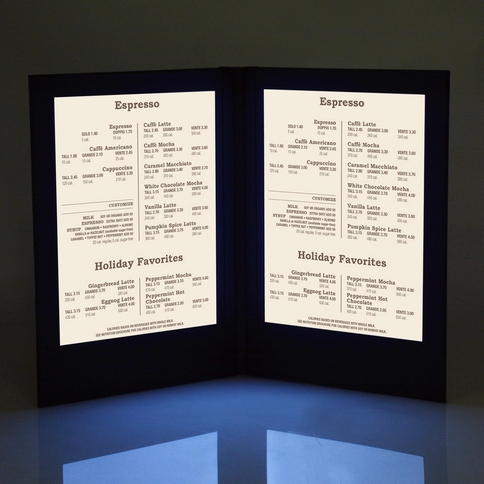 WeChef 4 Pack LED Backlit Menu Cover Leatherette Wine List Check Bill ...