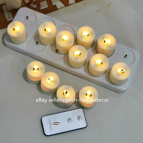 Luminara Flickering Flameless LED Tea Lights with Rechargeable Base Set ...