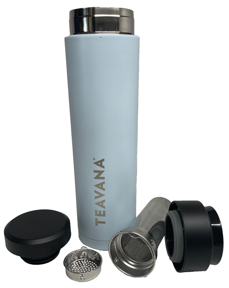 Teavana Frost Blue 16oz Stainless Steel Tumbler With Tea Infuser Basket ...