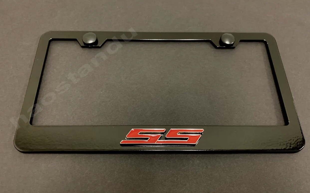 1x SS 3D Emblem BLACK Stainless License Plate Frame RUST FREE + Screw ...