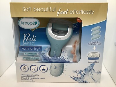 Amope Pedi Perfect Wet & Dry Rechargeable Foot File w/ Charging Station ...