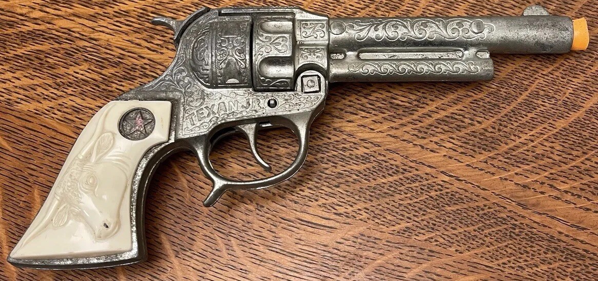 Nice Vintage Hubley Texan Jr. Toy Cap Gun 9” Plated Alloy | eBay