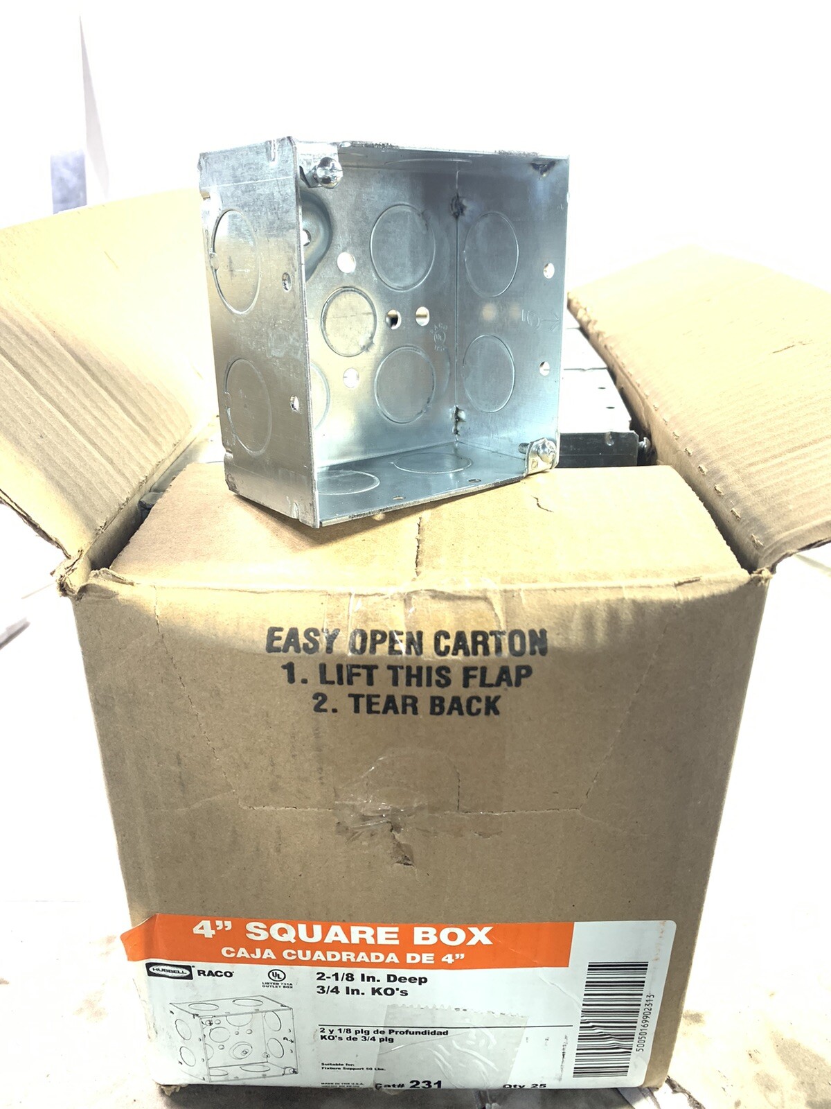 25 HUBBELL RACO 231 Electrical Boxes 4" Square 2-1/8" Deep 3/4 & 1/2 ...