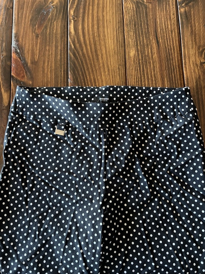 Premise Studio Black Polka Dot Bermuda Shorts Tummy Control Womens Sz L ...