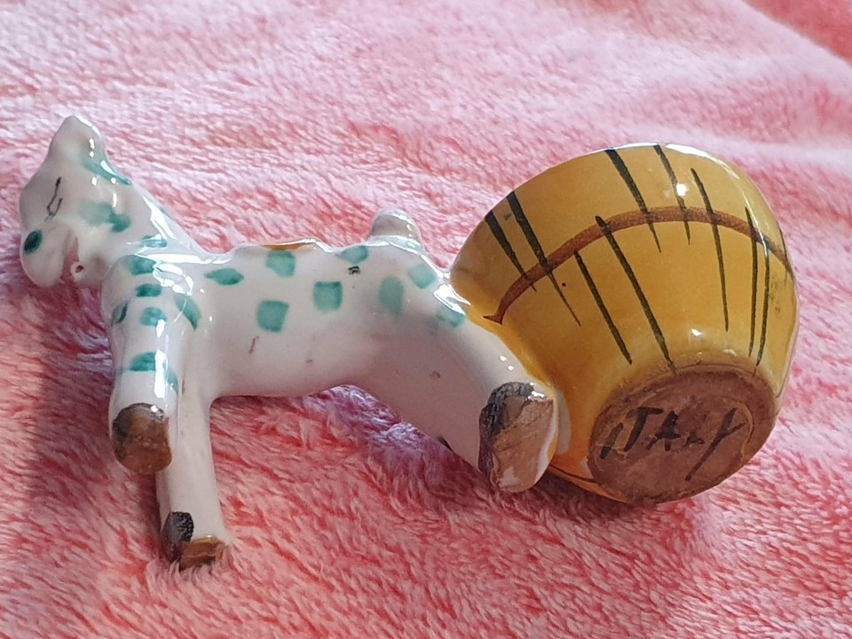 Vintage Ceramic Donkey Figurine Planter Trinket Egg Cup Made in Italy ...