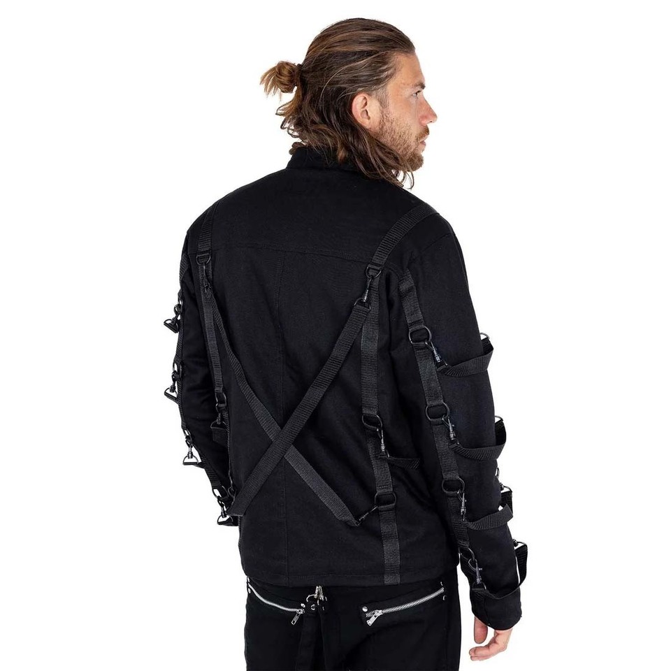 Men's Black Gothic Bondage Jacket Straps & D-Rings Punk Rock Coat | eBay