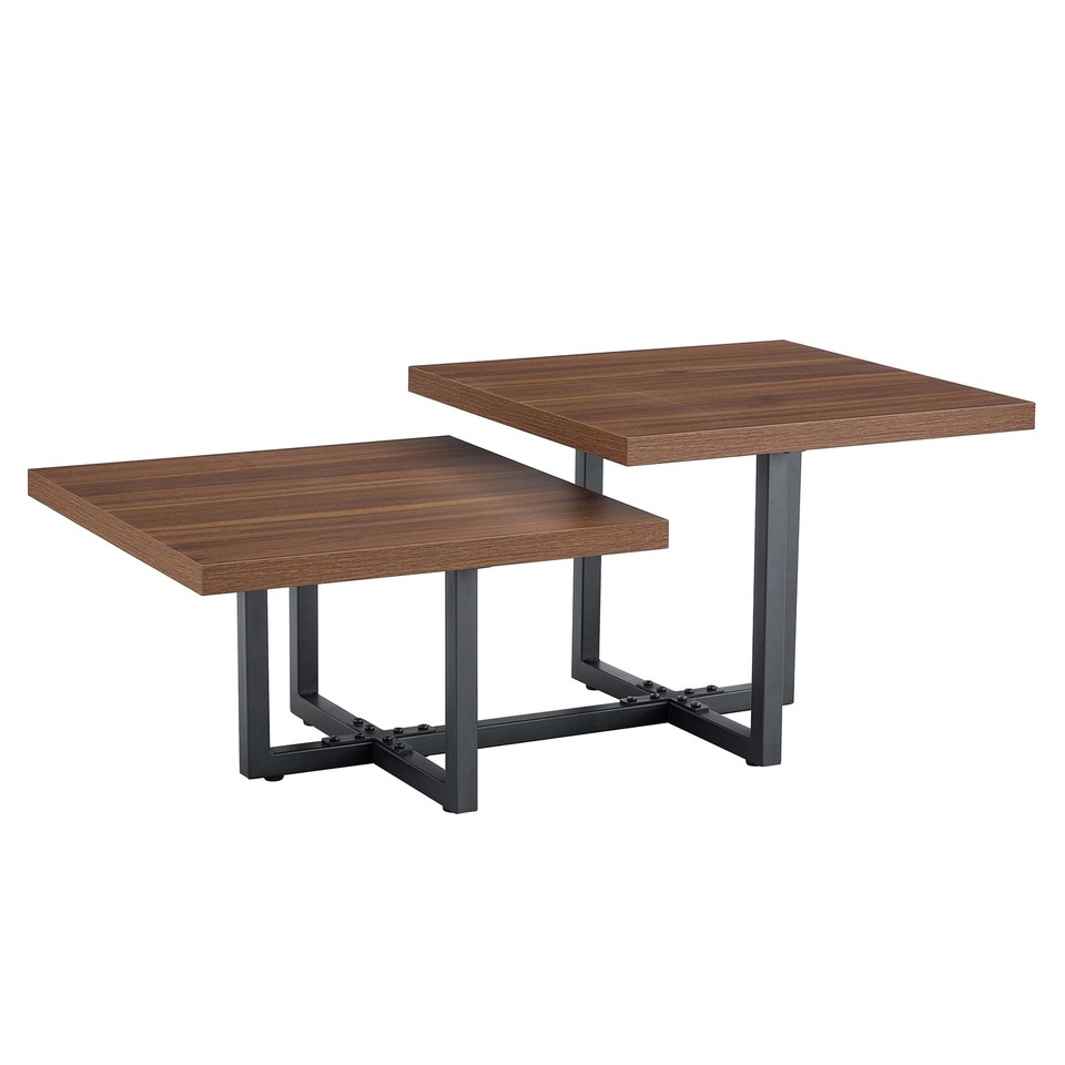 Square Coffee Table Modern Center Table Double-Deck End Table for ...