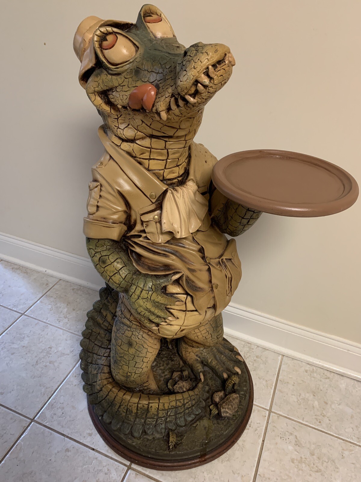 Large 39” Crocodile Gator Butler In Brown Jacket Statue Animal Prop ...
