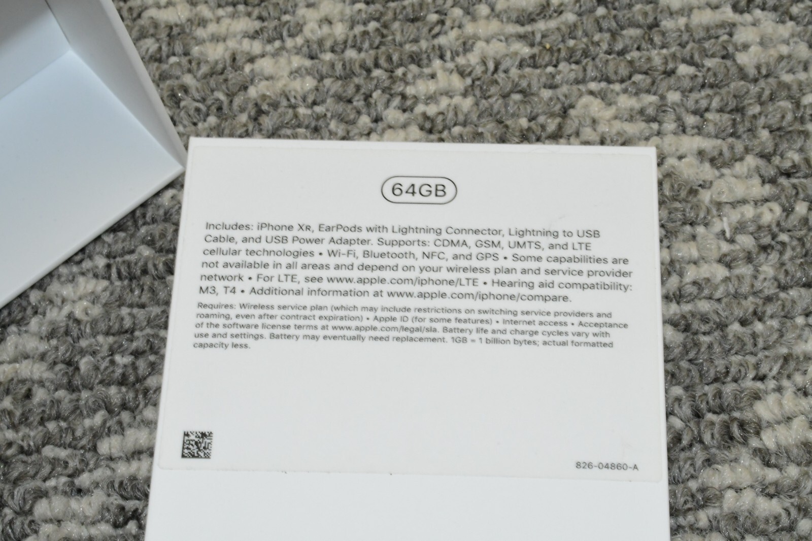 Apple iPhone XR Box - White, 64GB, Model A1984 (No Device, Empty Box ...