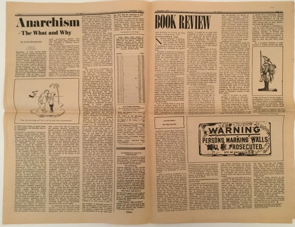 The Match! anarchist newspaper November 1973. Watergate, Noam Chomsky ...