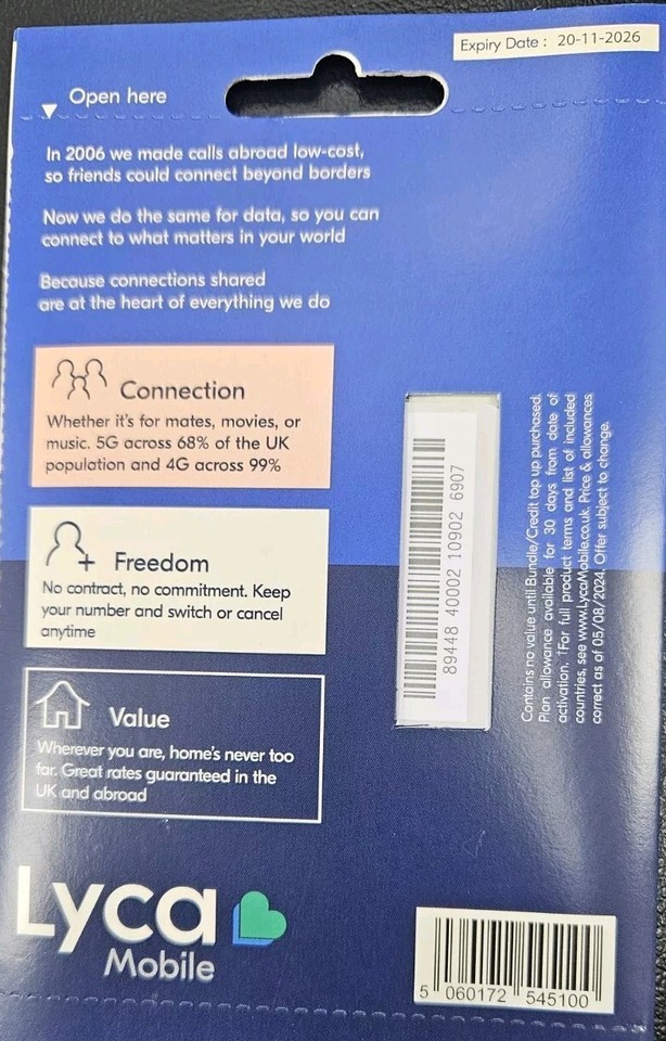 LYCA Mobile Sim Card Pay As You Go Triple Sim SEALED UK | eBay