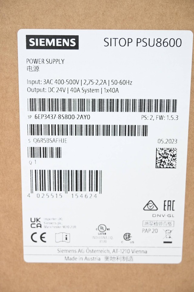 Siemens Stromversorgung PSU8600 6EP3437-8SB00-2AY0 ( 6EP3 437-8SB00 ...