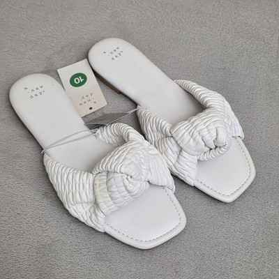 A New Day Shoes Womens Size 10 Off White Ruth Braided Slide Sandals ...