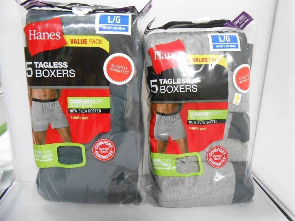 Hanes Men's Knit Boxers COMFORTSOFT 10-pack Sizes S-3X Slightly ...