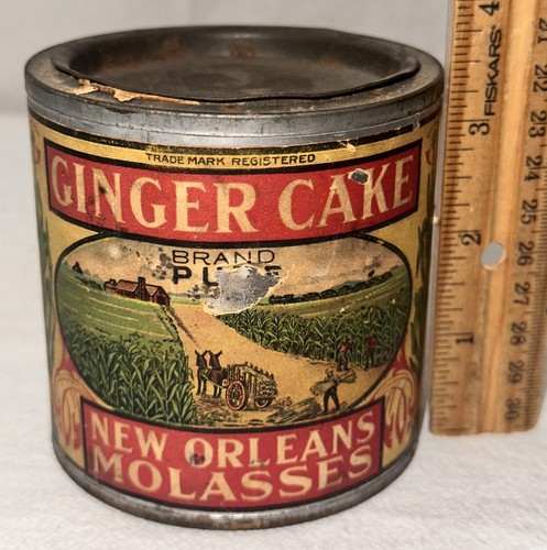 ANTIQUE GINGER CAKE NEW ORLEANS MOLASSES CAN COUNTRY STORE GROCERY FOOD ...