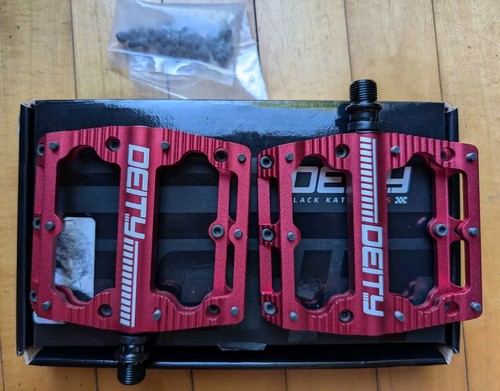 New Deity Black Kat Platform Bike Pedals Red | eBay