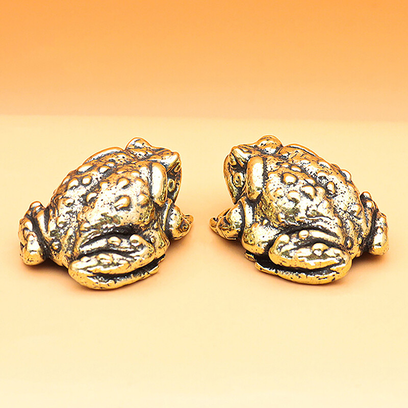 Brass Golden Toad Lucky Tea Pet Vintage Simulation Animal Miniatures ...