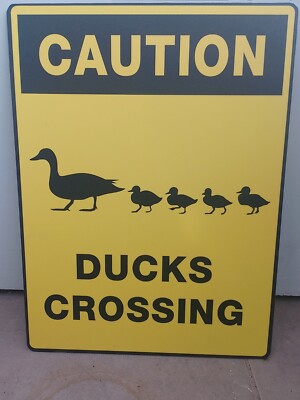 Aluminium Printed Yellow CAUTION "Ducks Crossing" Sign Weather Proof ...