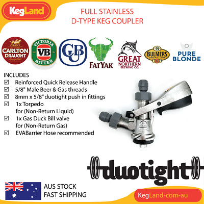 D Type Coupler Full Stainless Steel - Carlton Draught VB Fosters CUB ...