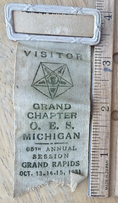 1931 Grand Rapids Michigan OES Order of Eastern Star Chapter MI Ribbon ...