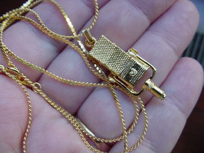 (M-4-H) RCA 44B/BX 24k gold plt Microphone Mic NECKLACE JEWELRY I love ...