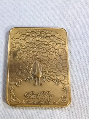 Vtg Gerald C Henry Peacock Birthday Poem Scroll Plaque 14oz Bronze 1990 ...