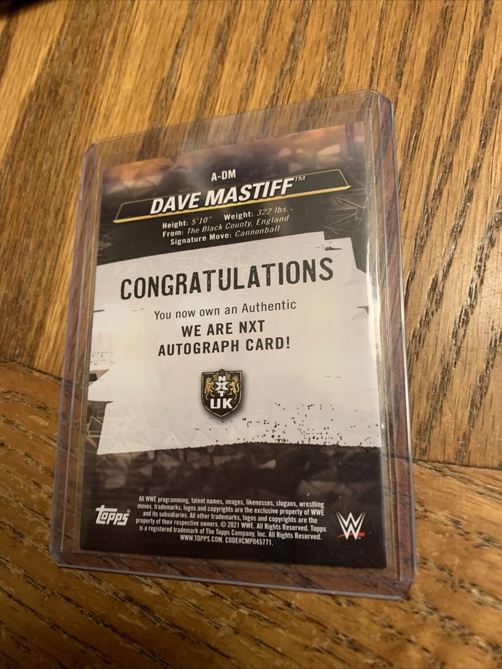 2021 Topps WWE NXT UK Dave Mastiff Autograph RC Wrestling Blue Card ...