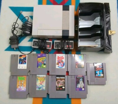 Nintendo NES Console Bundle Lot 9 Games Controllers Monster Party Duck ...