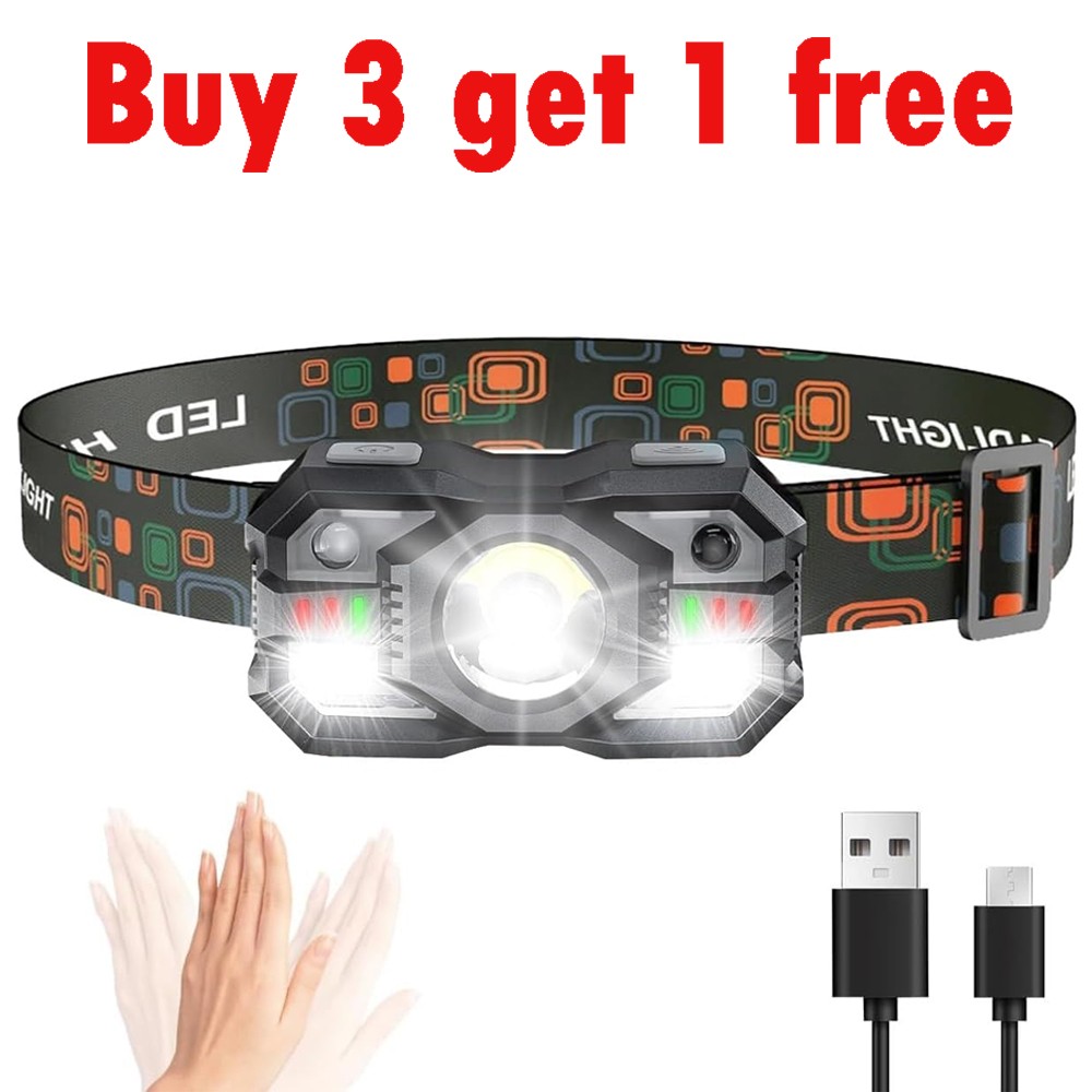 Rechargeable Headlamp Super Bright LED Head Light Forehead Flashlight ...