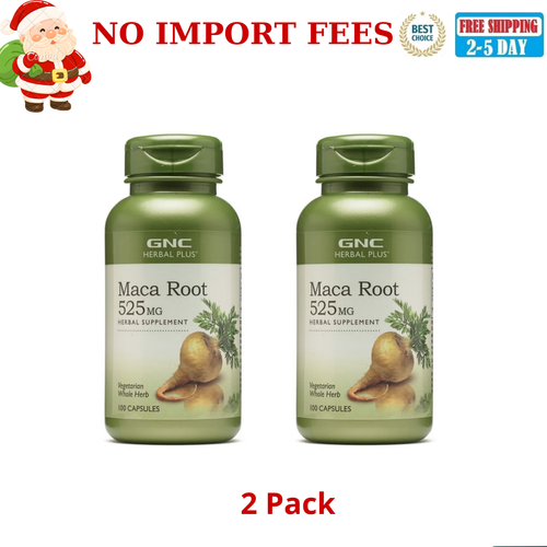 2 Pack GNC Herbal Plus Maca Root 525mg, Supports Vitality, 100 Capsules ...