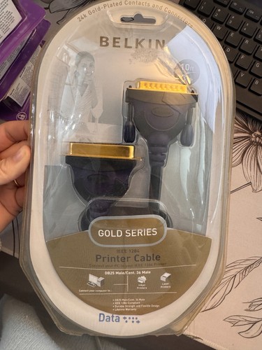 Genuine Belkin IEEE 1284 Parallel Printer Cable 10 Feet — Gold Plated ...