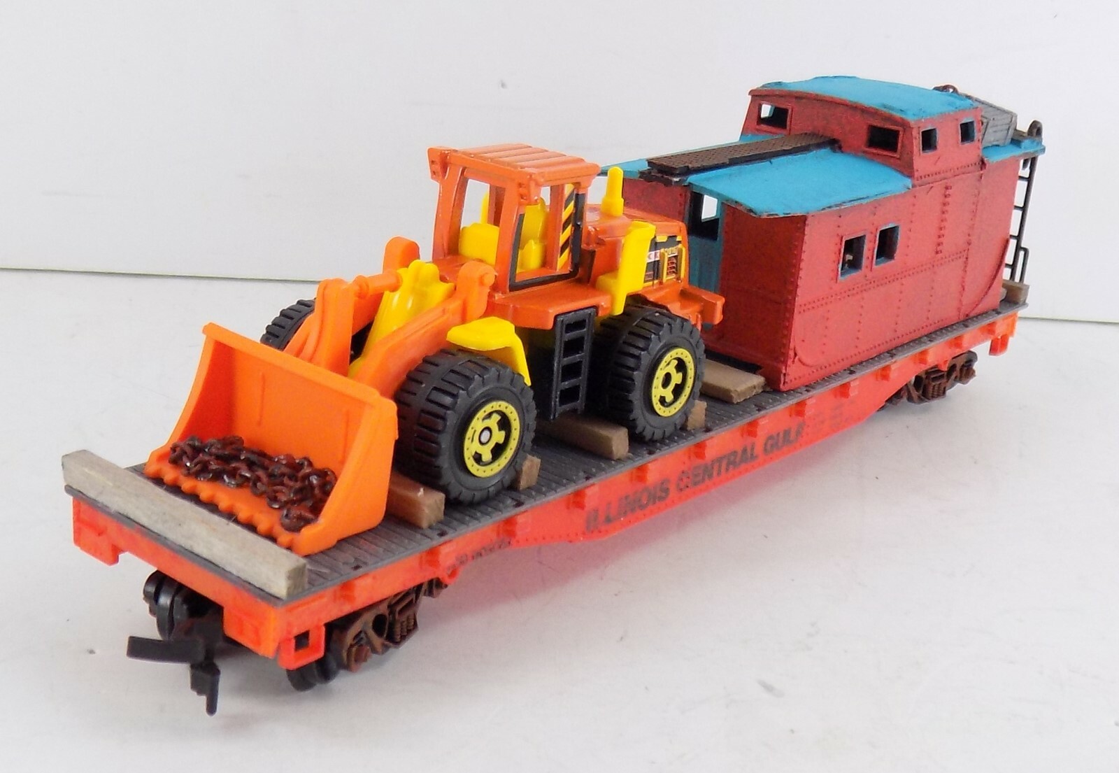 HO FLATCAR CABOOSE WORK CAR BULLDOZER CONSTRUCTION VEHICLE CUSTOM LOAD ...