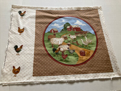 Farmlife Collection Barnyard Pillow Cut & Sew Fabric Panel Cow Chicken ...