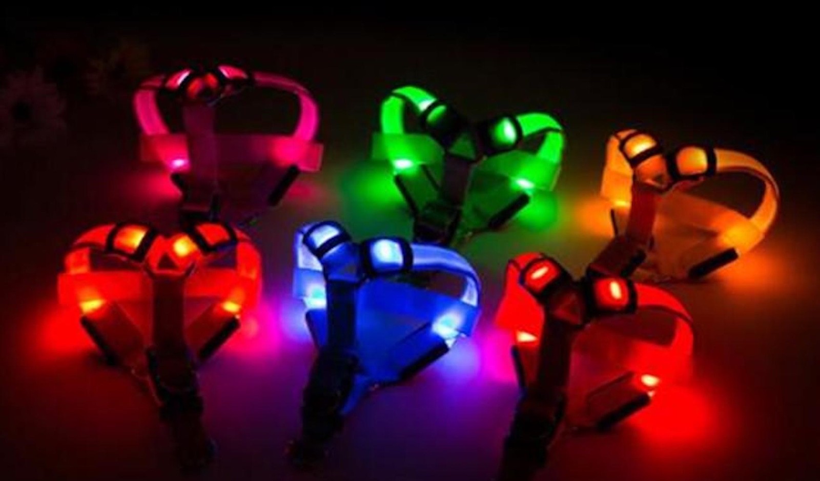 RECHARGEABLE LED PET GLOW-IN-THE-DARK HARNESS dog safety chest neck ...
