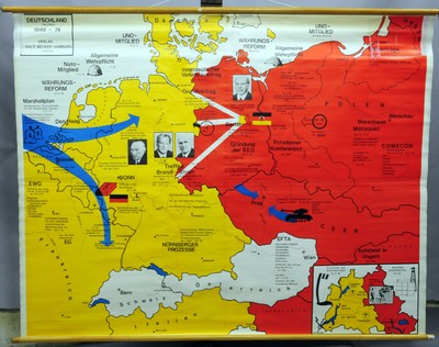 Vintage Pull Down Map Germany 1948-1974 History Mural Poster Wallchart ...