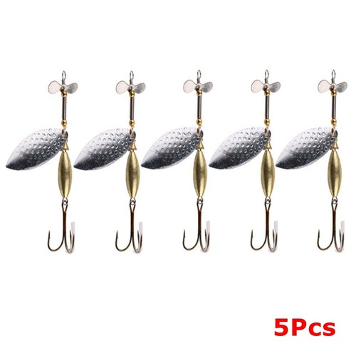 5Pcs 15g 9.8cm Fishing Spinner Spoon Metal Sea Lure Bait Trout Mackerel ...