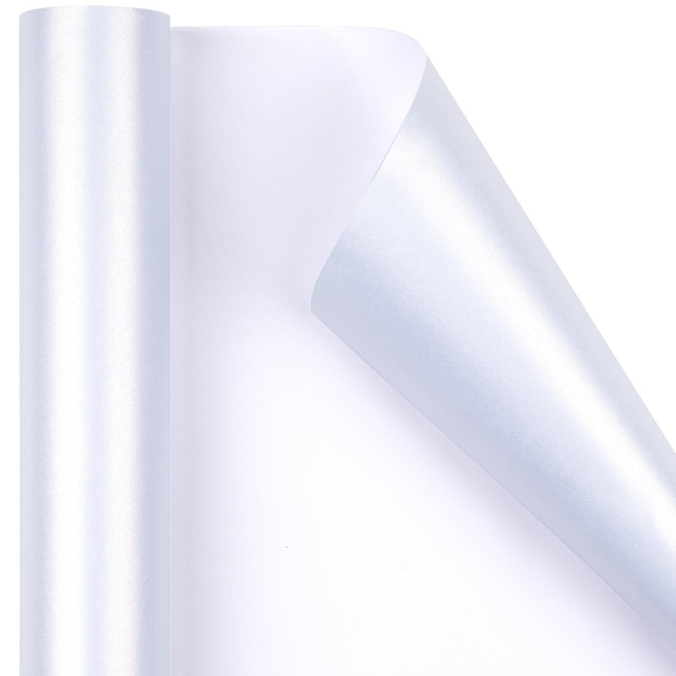 Pearl White Matte Wrapping Paper-81.5 Sq Ft-Solid Color Pearly-lustre ...