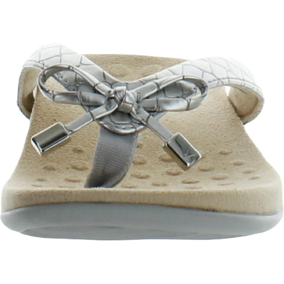 Vionic Womens Bella Silver Slip On Thong Sandals Shoes 8 Medium (B,M ...