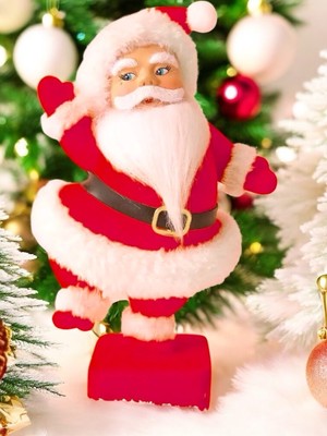 Retro Vintage Style Flocked “Dancing Santa” Red 9” Christmas Figurine ...