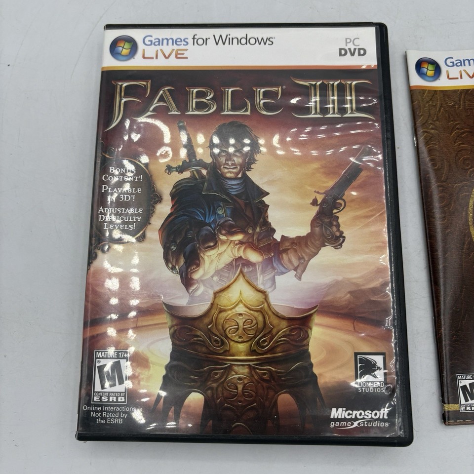 Fable III Microsoft Game Studios PC DVD For Windows Live w Product Key ...