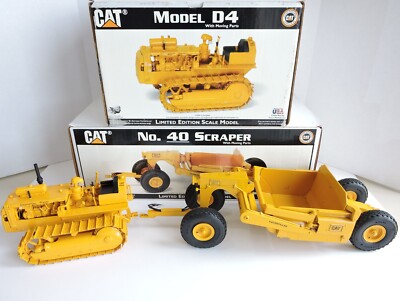 2000 VINTAGE CAT D4 Crawler & No. 40 Scraper 1/16th Scale Riecke NEW IN ...